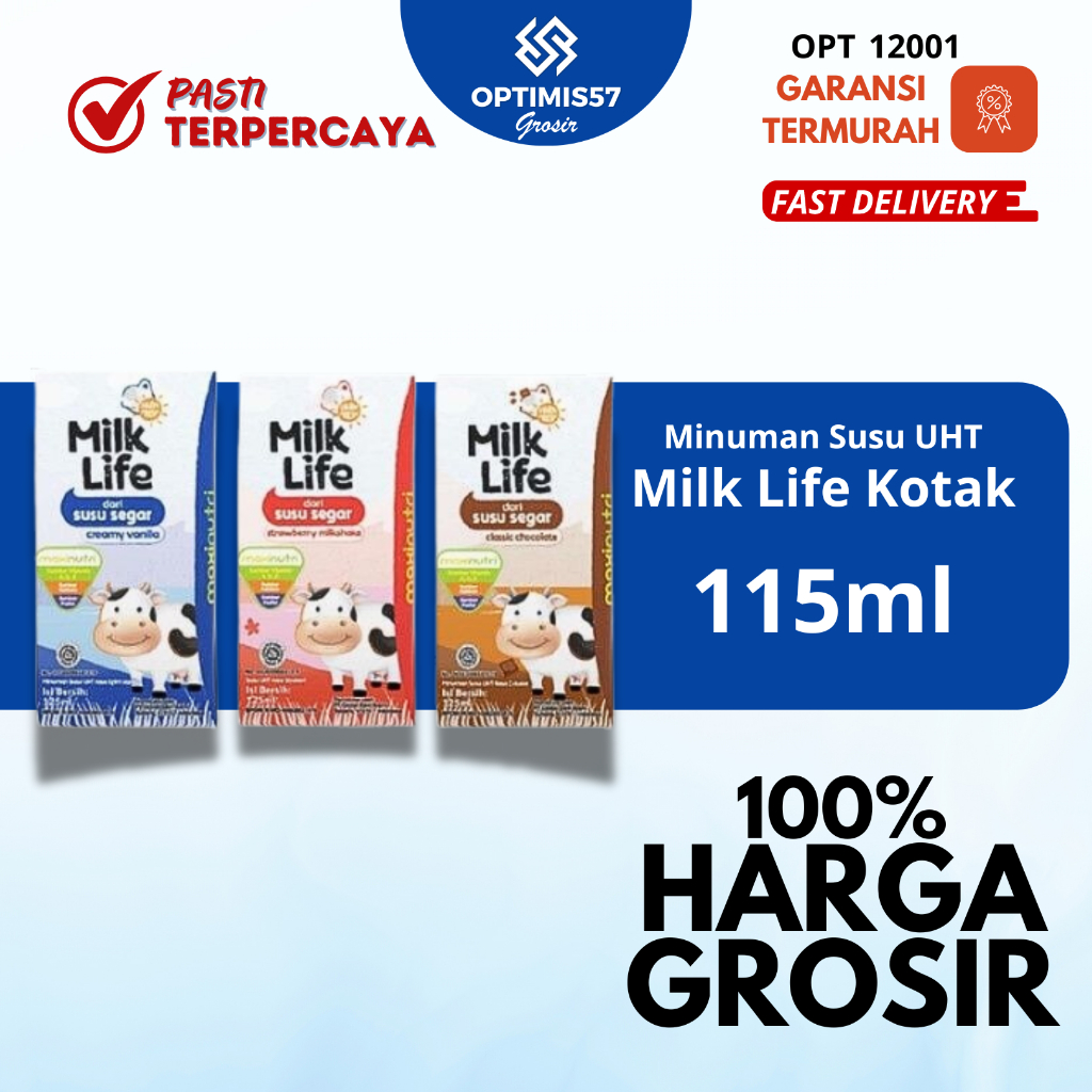 Jual Milk Life Kotak 115ml | Minuman Susu UHT Milk Life Kotak Grosir Termurah 40pcs OPT12001 ...