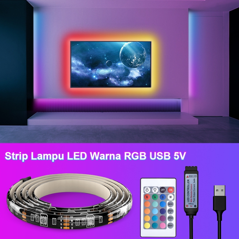 Jual 5050 5V Lampu Strip LED USB / PowerBank RGB 1m/2m/3m/5m Plus ...