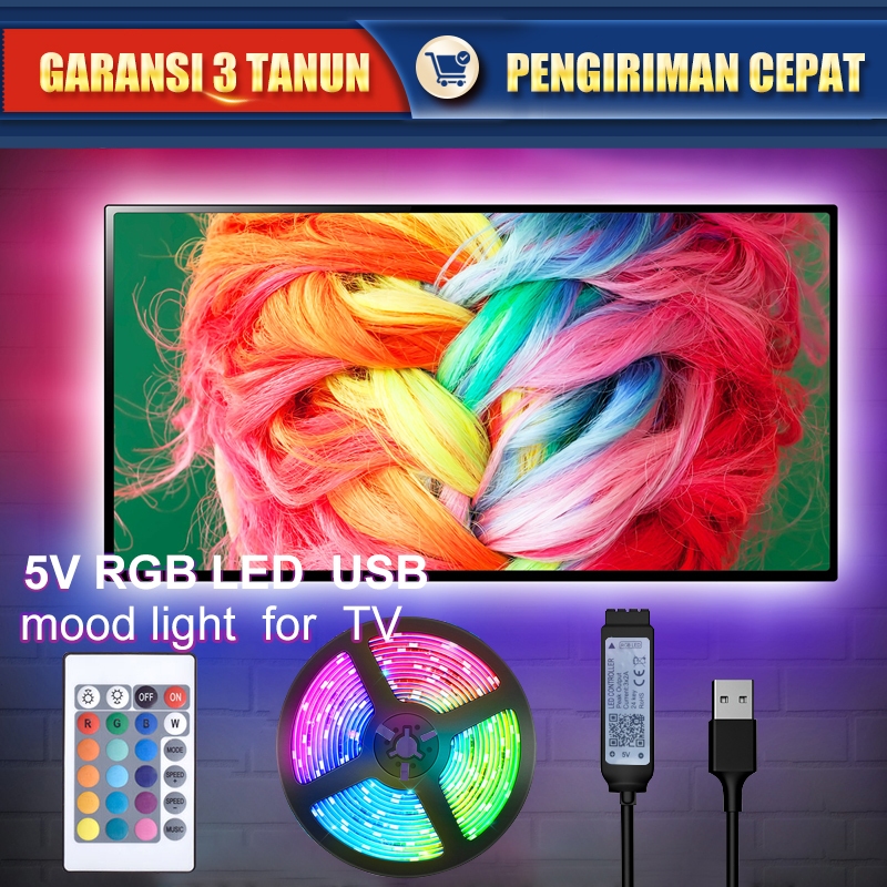 Jual LAMPU LED STRIP 5050 RGB WATERPROOF WARNA WARNI 5V + REMOTE ...