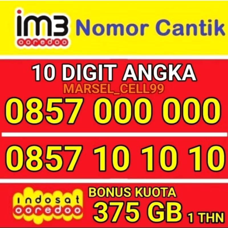 Jual PROMO KRTU CANTIK IM3 10 digit bonus Kouta 375GBjaringan4GLTE | Shopee Indonesia