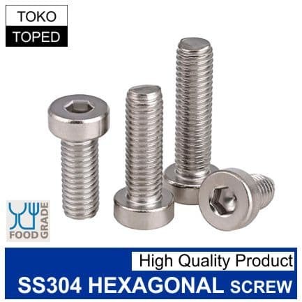 Jual SS304 Hexagonal Head Screw | Food Grade | hex socket l baut mur ...