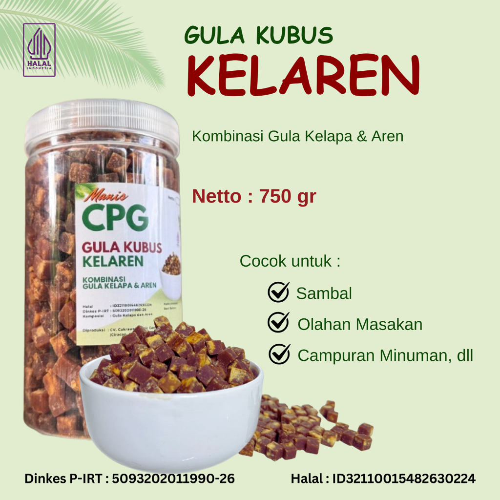 Jual CPG - 750 gr Gula KUBUS Kombinasi KELAPA dan AREN / Gula Praktis ...