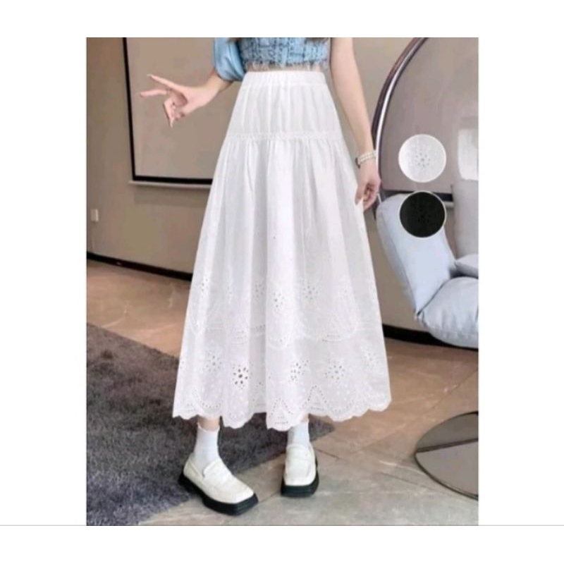 Jual New Rok katbol putih panjang import fashion wanita | Shopee Indonesia