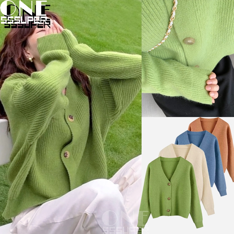 Jual Sweater rajut wanita ala korea sweter rajutan v-neck lengan ...