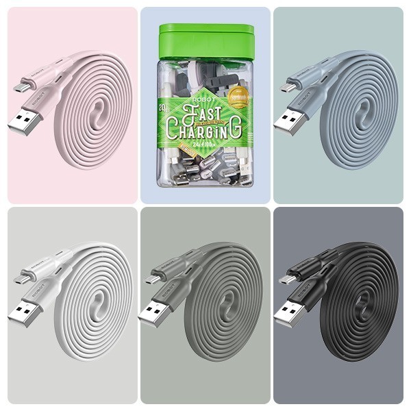 Jual Robot Kabel Data RGM100S Cable Data Micro USB 2,4A 100cm Colorful ... Jual Robot Kabel Data RGM100S Cable Data Micro USB 2,4A 100cm Colorful ...