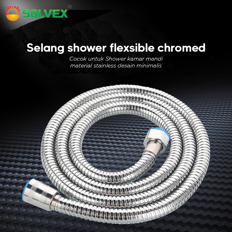 Jual SOLVEX Selang Flexible Hand Shower Hose Selang Kamar Mandi Chrome 120cm - 200cm gratis ...