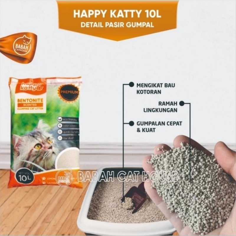 Jual Pasir Kucing gumpal wangi Happy Katty 10L | Shopee Indonesia