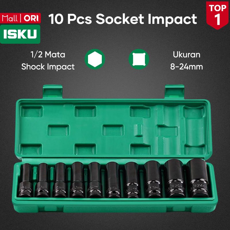 Jual ISKU Mata Socket 10pcs CR-V Extention Impact 10 PCS 1/2 Inch 8 ...