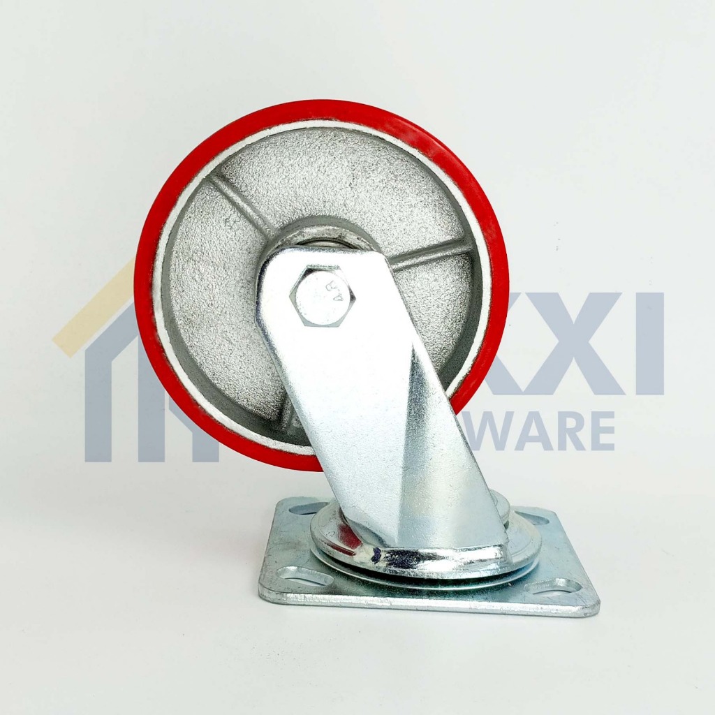Jual Roda Caster Troli / Troly PU Merah Heavy Duty Hidup | Shopee Indonesia