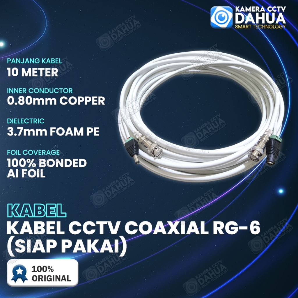 Jual KABEL KAMERA CCTV RG6 COAXIAL 10 METER PLUS POWER SIAP PAKAI 10M ...