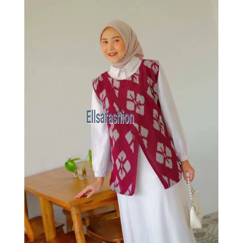 Jual vest tenun wanita vest batik tenun vest trista tenun modern ...