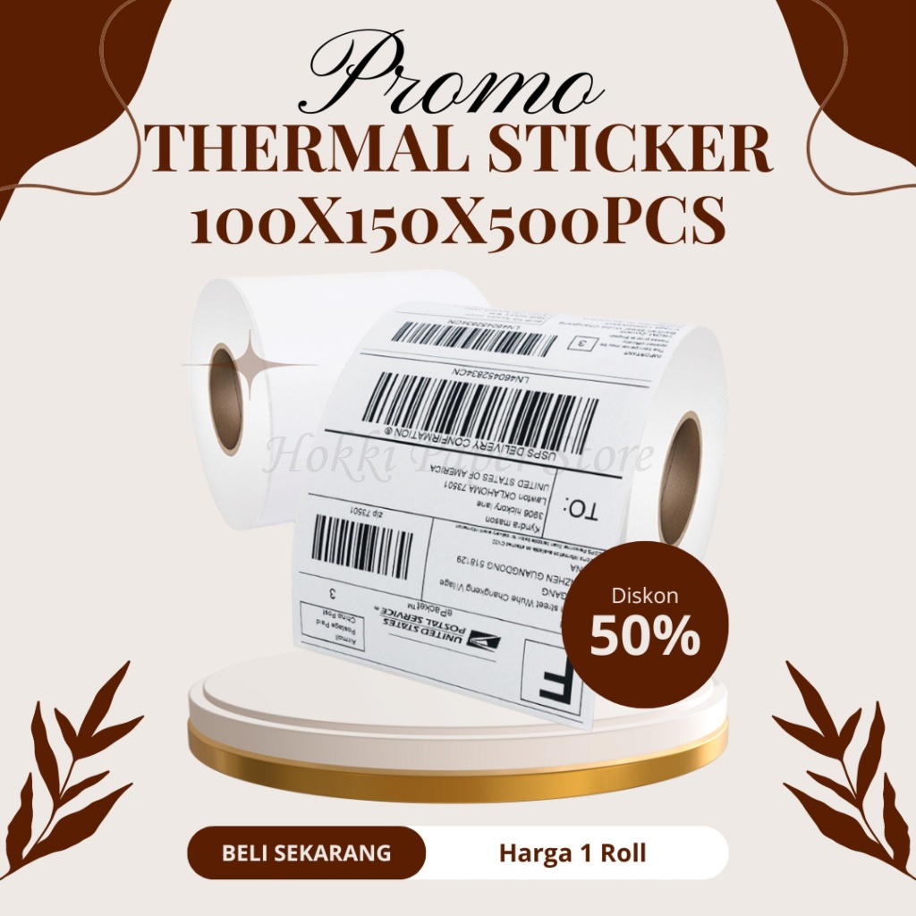 Jual KERTAS LABEL THERMAL STIKER RESI STICKER LABEL BARCODE ROLL UKURAN A6 100X150 MM ISI 500PCS ...