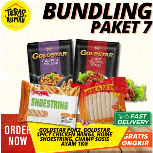 Jual PAKET 7 FROZENFOOD - GOLDSTAR POK2,GOLDSTAR SPICY CHICKEN WINGS, HOME SHOESTRING KENTANG ...