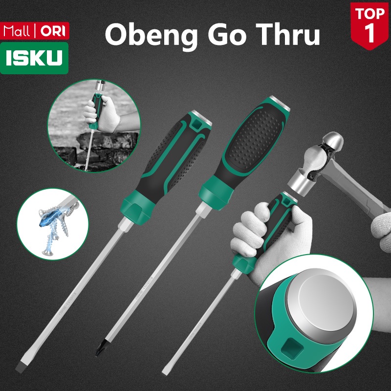 Jual ISKU Obeng Go-Thru Plus Minus Magnet Obeng Ketok Screwdriver Obeng ...