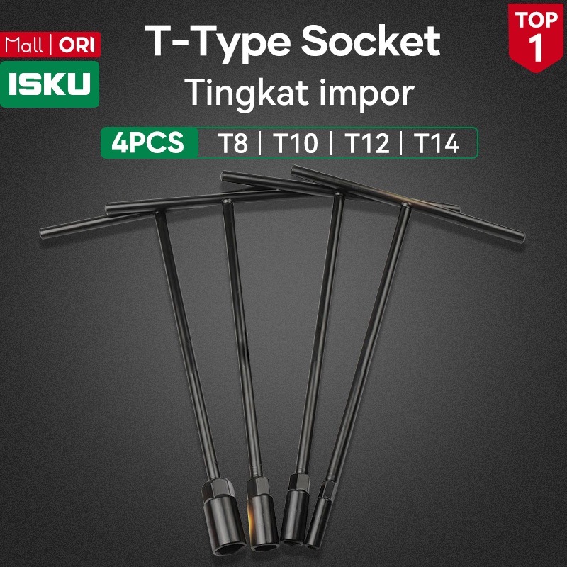 Jual ISKU Kunci Sok T Set T8 T10 T12 T14 8-14 mm Lengkap Kunci T Set 4pcs Kunci Sock T | Shopee ...