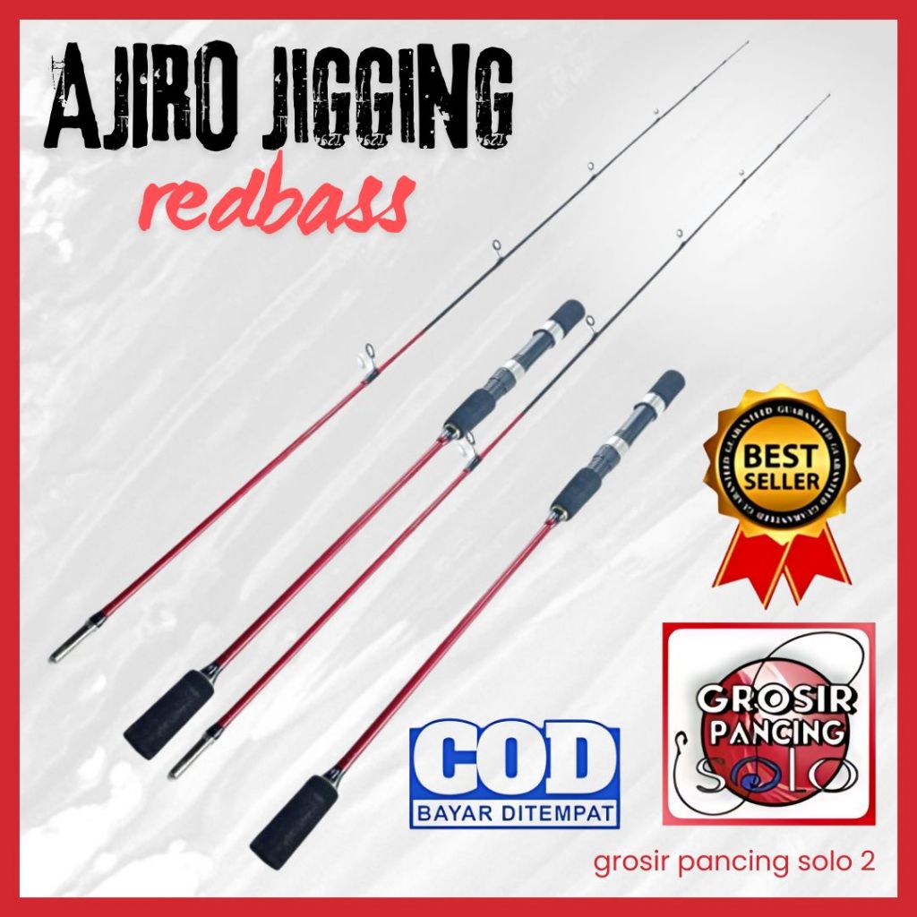 Jual joran pancing jigging drag 15kg ajiro redbass 150 165 180 198 cm fiber solid laut | Shopee ...