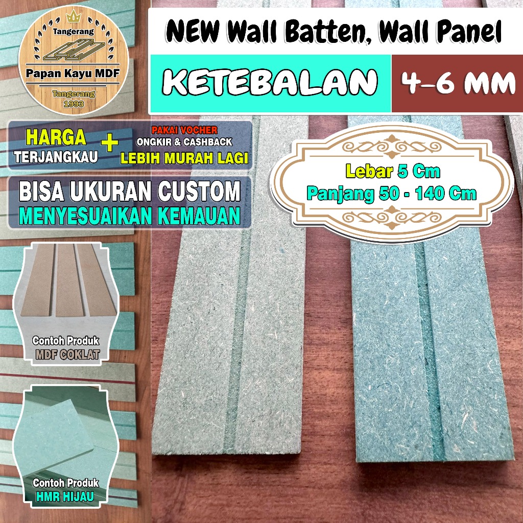 Jual Wall Batten Garis Lurus Aesthetic Lebar 5 Cm Panjang 50-140 Cm HMR ...