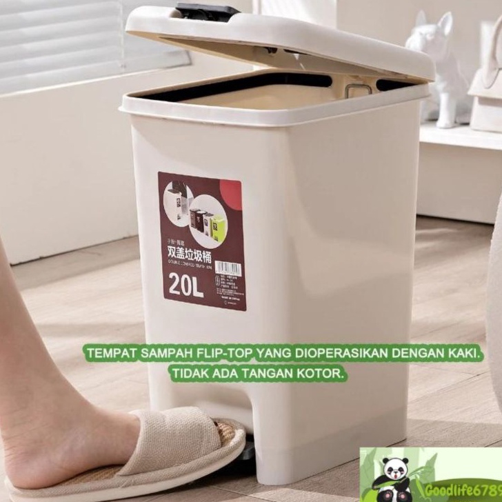 Jual Gila Tempat Sampah Injak Tong Sampah Plastik Tertutup Trash Bin ...