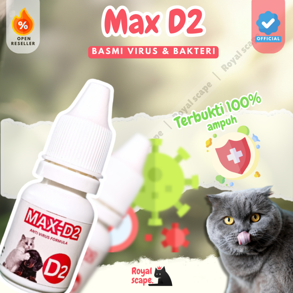 Jual MAX D2 Obat Virus Kucing Flu Berat, Panleu, Calici, Distemper ...