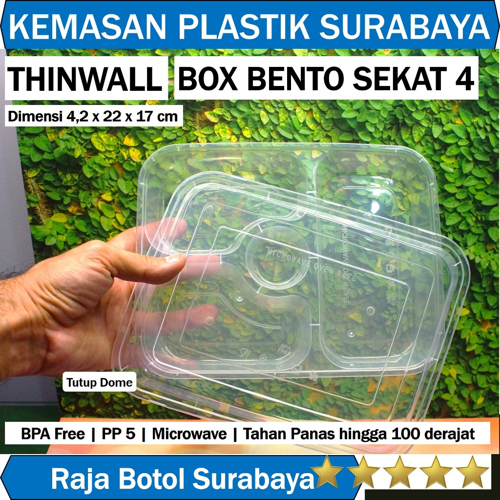 Jual Thinwall bento sekat 4 kotak makanan plastik food container ...