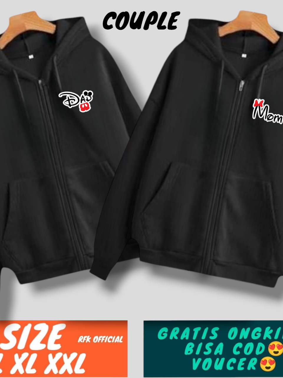 Jual ( ISI 2 JAKET ) JAKET COUPLE RESLETING / JAKET COUPLE MOM AND DAD ...
