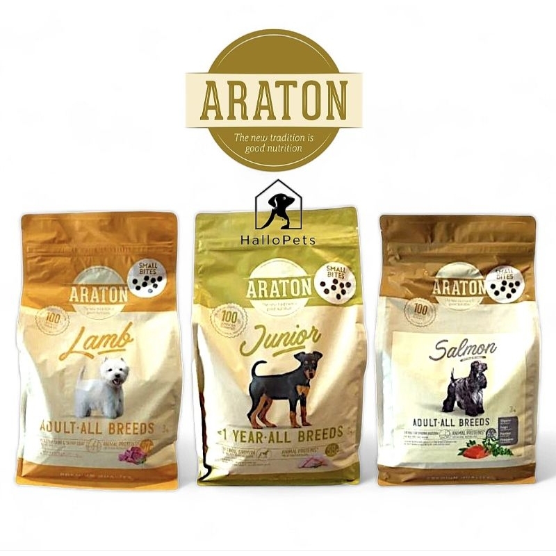 Jual ARATON Dog Food Junior Adult Dog Salmon Lamb 3kg All Varian ...