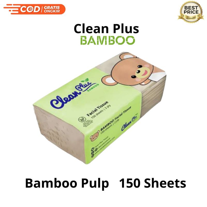Jual Tisu Tissue Clean Plus Bamboo Isi 150 Sheet / 2 Ply / Tissue Bambo ...