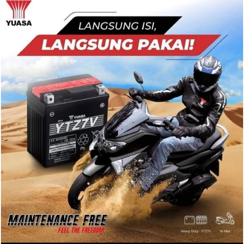 Jual Aki Kering Aki Motor Yamaha Aerox 155,Nmax Old YUASA YTZ7V Aki Kering | Shopee Indonesia