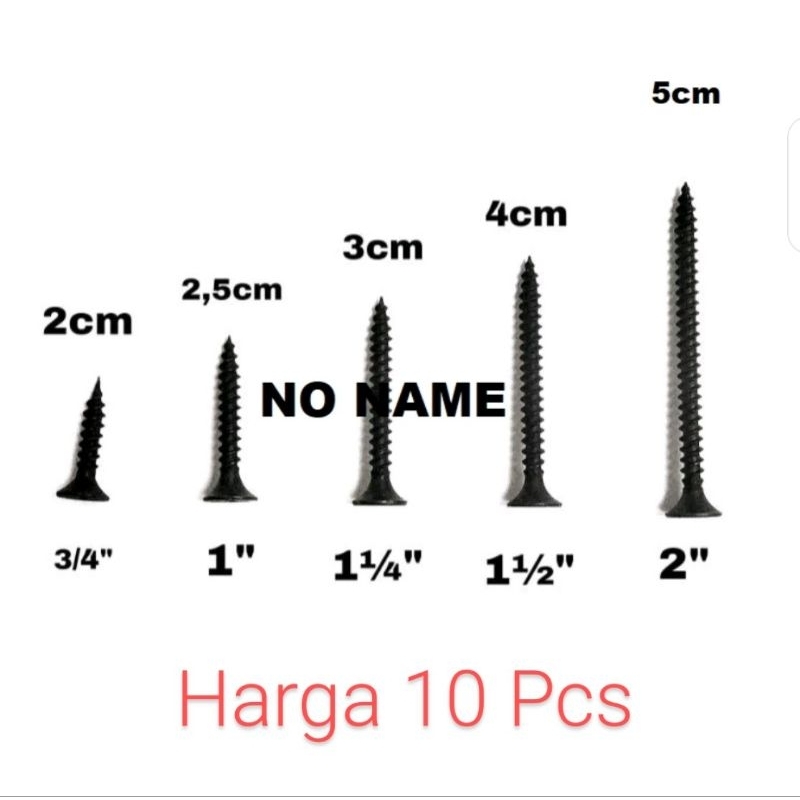 Jual DRYWALL ISI 10 PCS SCREW SEKRUP SKRUP SKURP BAJA HITAM ECERAN 10 ...