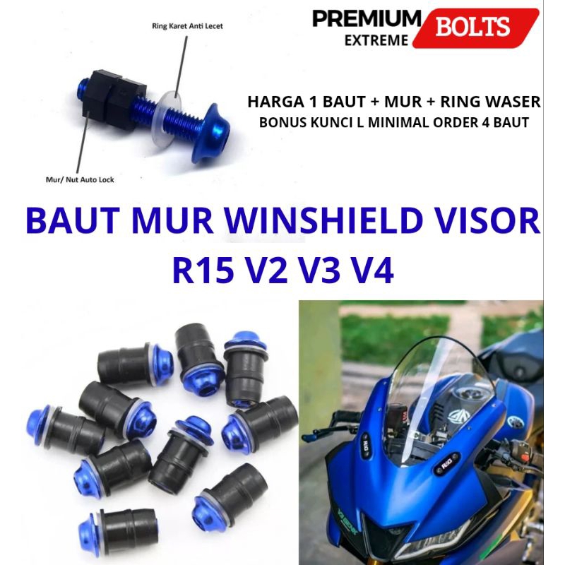 Jual ( HARGA SATUAN ) BAUT MUR WASHER WINSHIELD VISOR R15 V2 V3 V4 ...