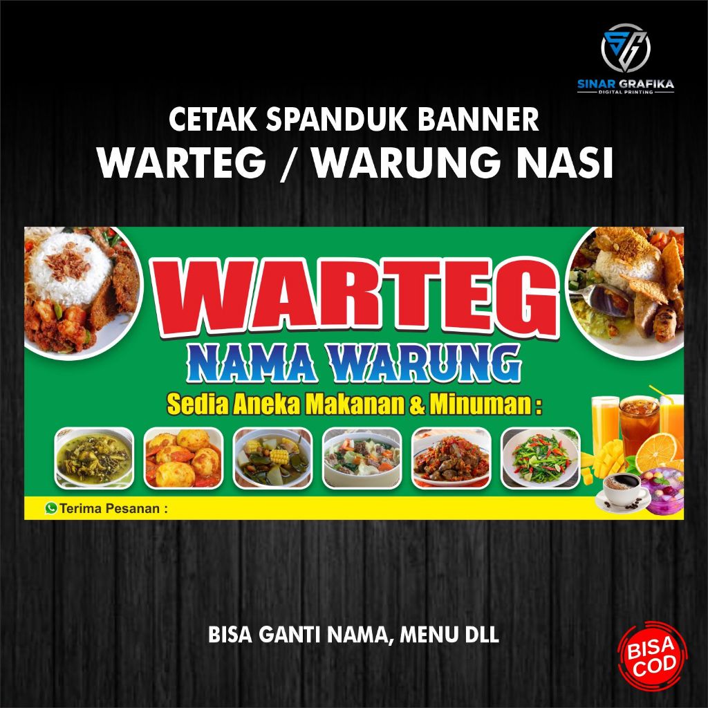 Jual Spanduk Warteg / Warung Nasi, Bisa Request Desain, free desain ...