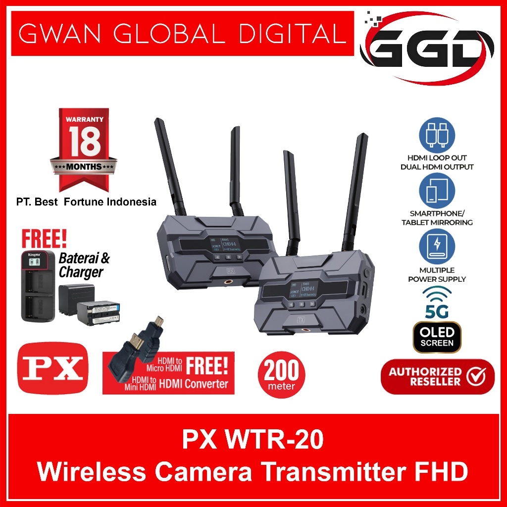 Jual PX WTR 20 Wireless Video Transmitter System Camera Receiver 200m ...