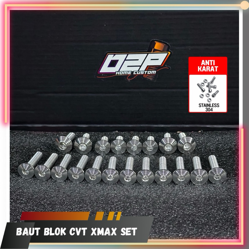 Jual baut blok cvt Xmax baut cover blok cvt xmax L stainless custom ...