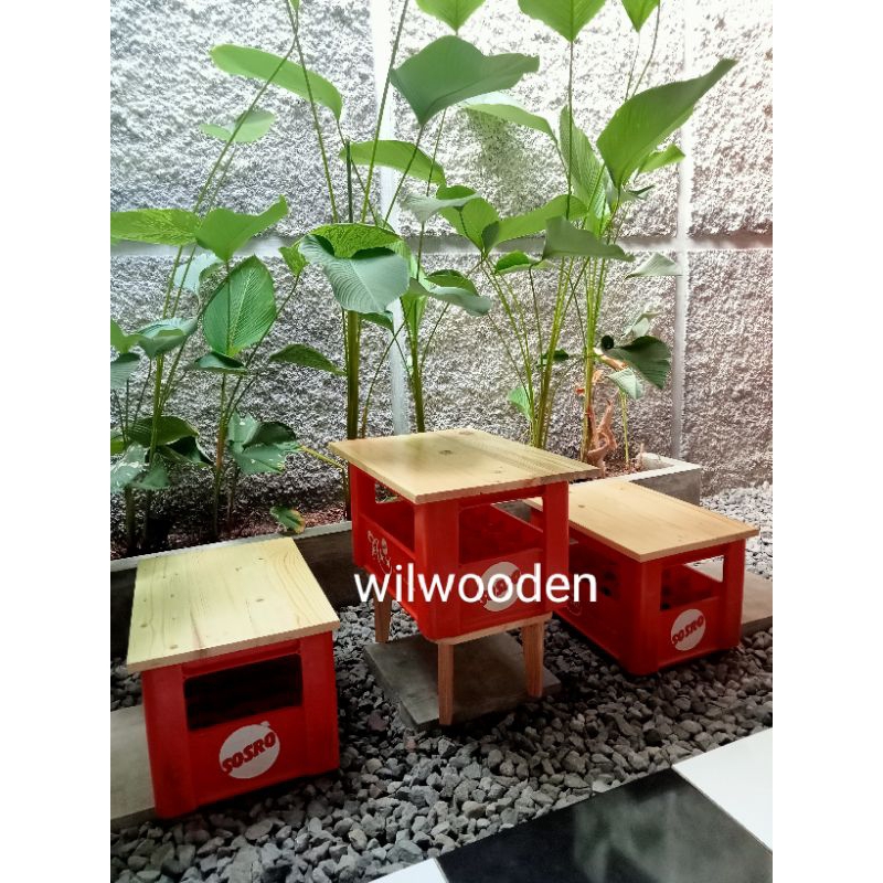 Jual Meja kursi krat botol set ( 1 meja 2 kursi ) | Shopee Indonesia