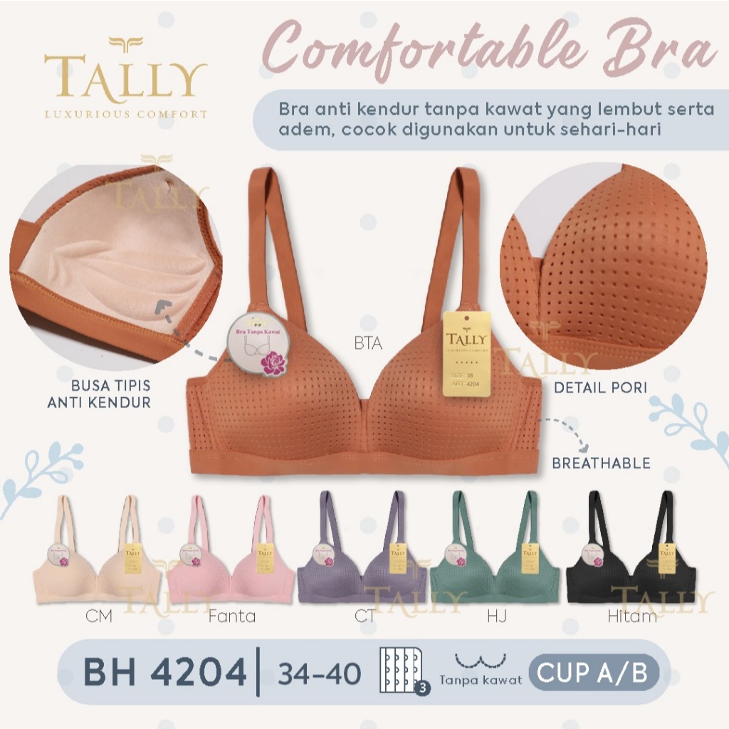 Jual Bh Bra Tally 4204 , 233 Cup B 34-38 Kait 3 V Busa Sedang Tanpa Kawat kx | Shopee Indonesia