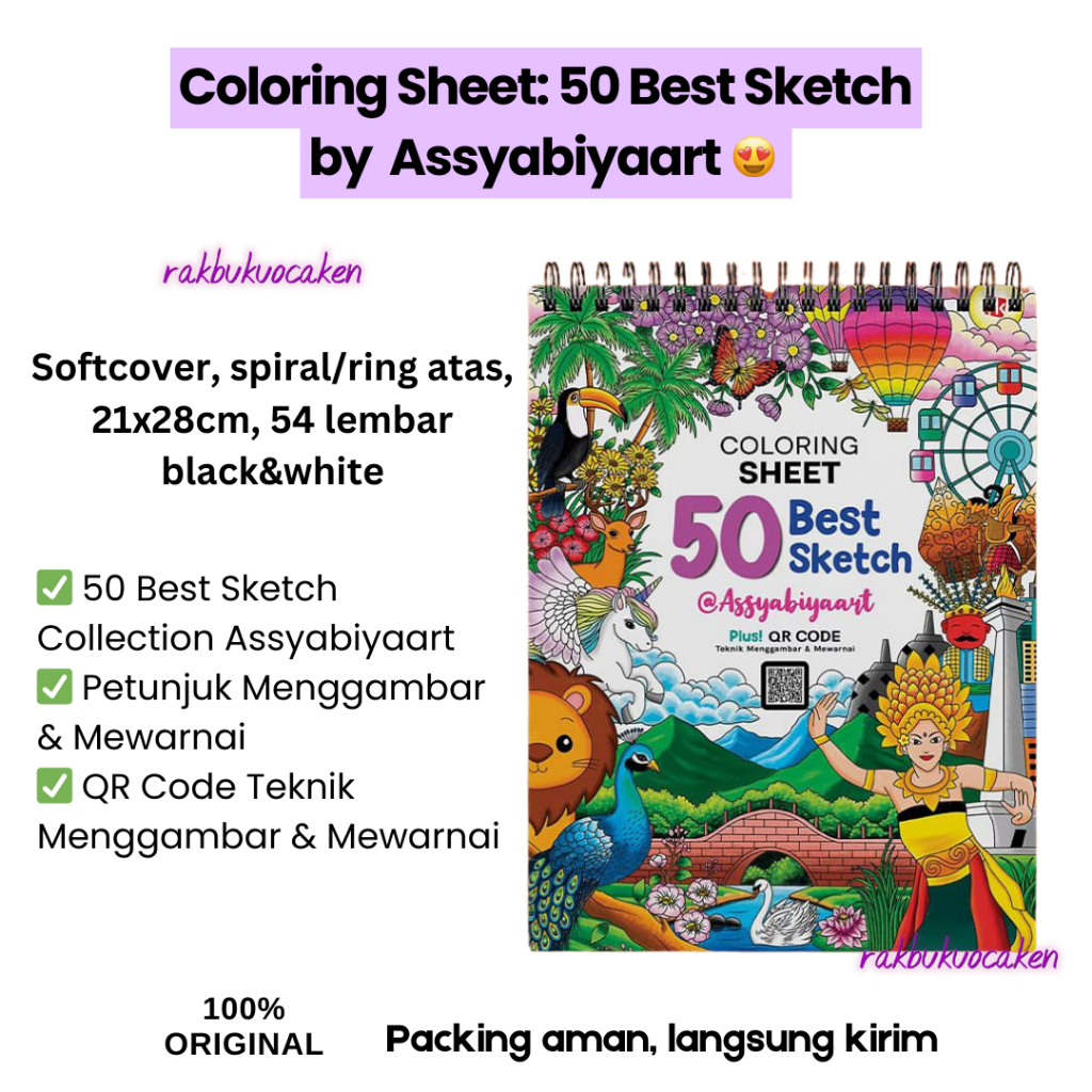 Jual Buku Coloring Sheet : 50 Best Sketch - Assyabiyaart | Shopee Indonesia