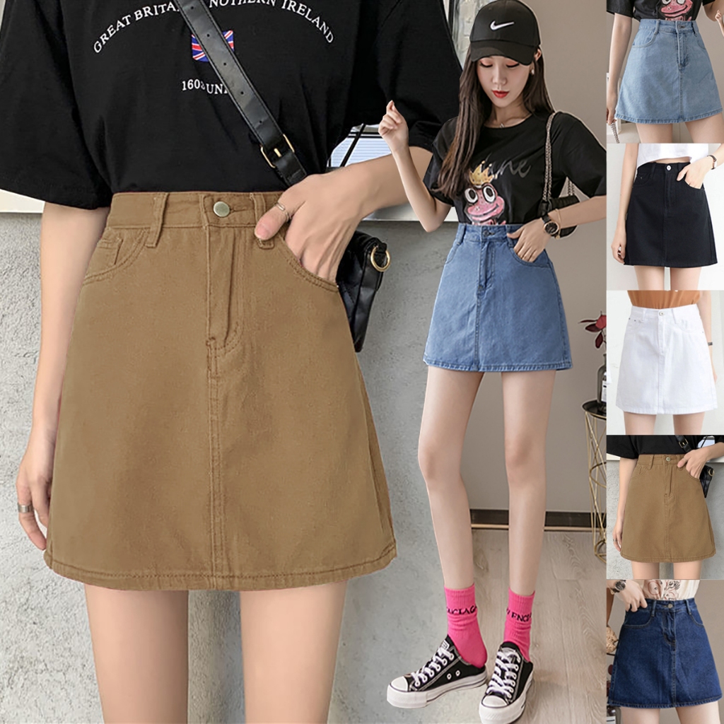 Jual KARAKOREA 6153 Momoland Denim Skirt Rok Jeans Rok Mini Rok Pendek ...