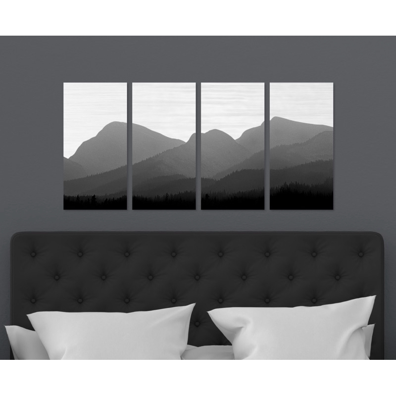 Jual Hiasan Dinding Abstrak Pemandangan Hitam Putih 15x30cm (1 Set 4 ...