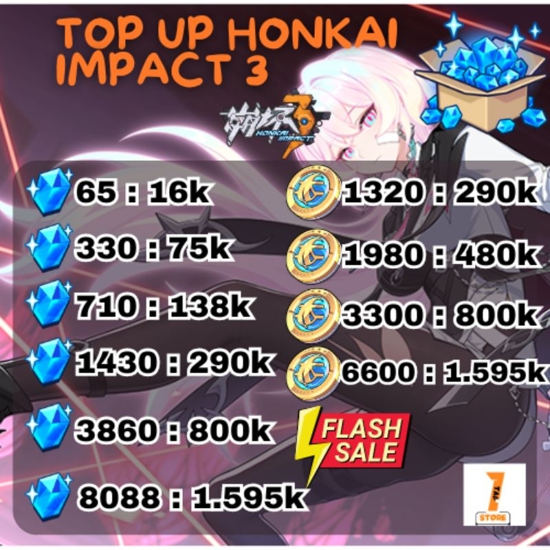 Jual Honkai Impact 3 Crystal HI3 SEA 65 dan 330 | Shopee Indonesia