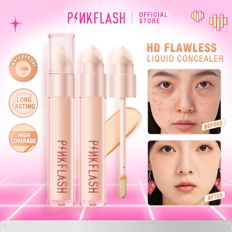 Jual PINKFLASH Flawless Liquid Concealer Sponge Brush With Tool Moisturize Long-Wear 5 Shades ...