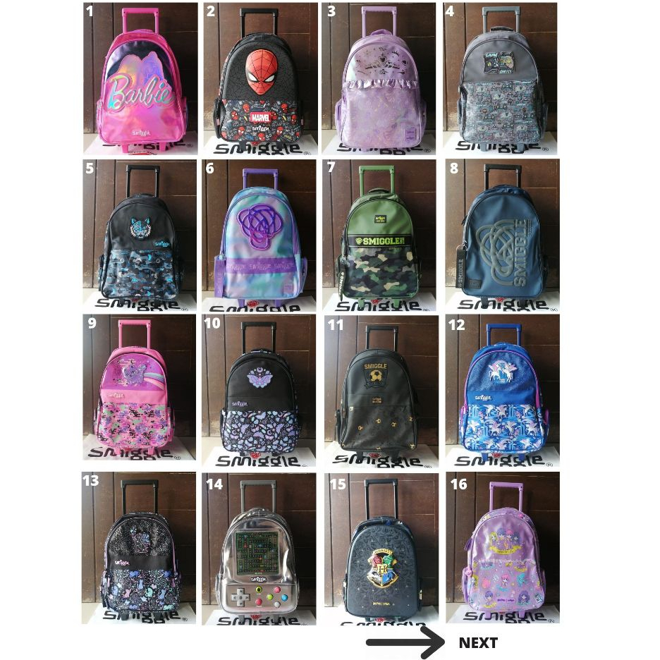 Jual Smiggle backpack trolley with light up wheels / trolley anak sd ...