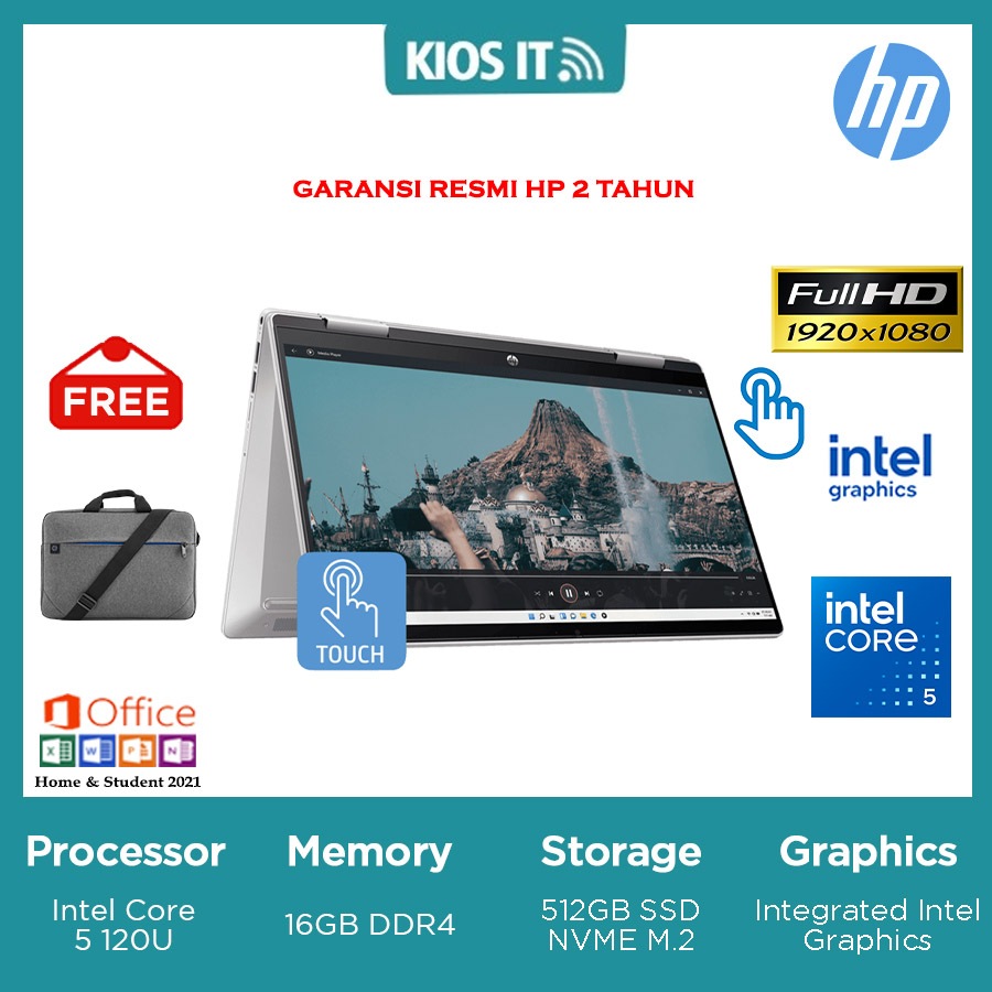 Jual HP Pavilion x360 14-ek2111TU/ek2222TU Intel 5 120U 512GB SSD 16GB ...