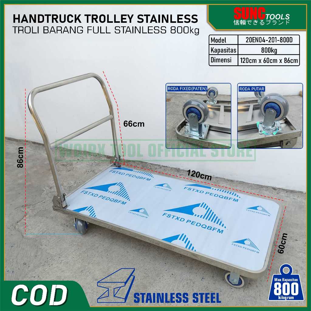 Jual SUNC TOOLS Troli Barang Trolli Stainless Troly Handtruck Trolley ...