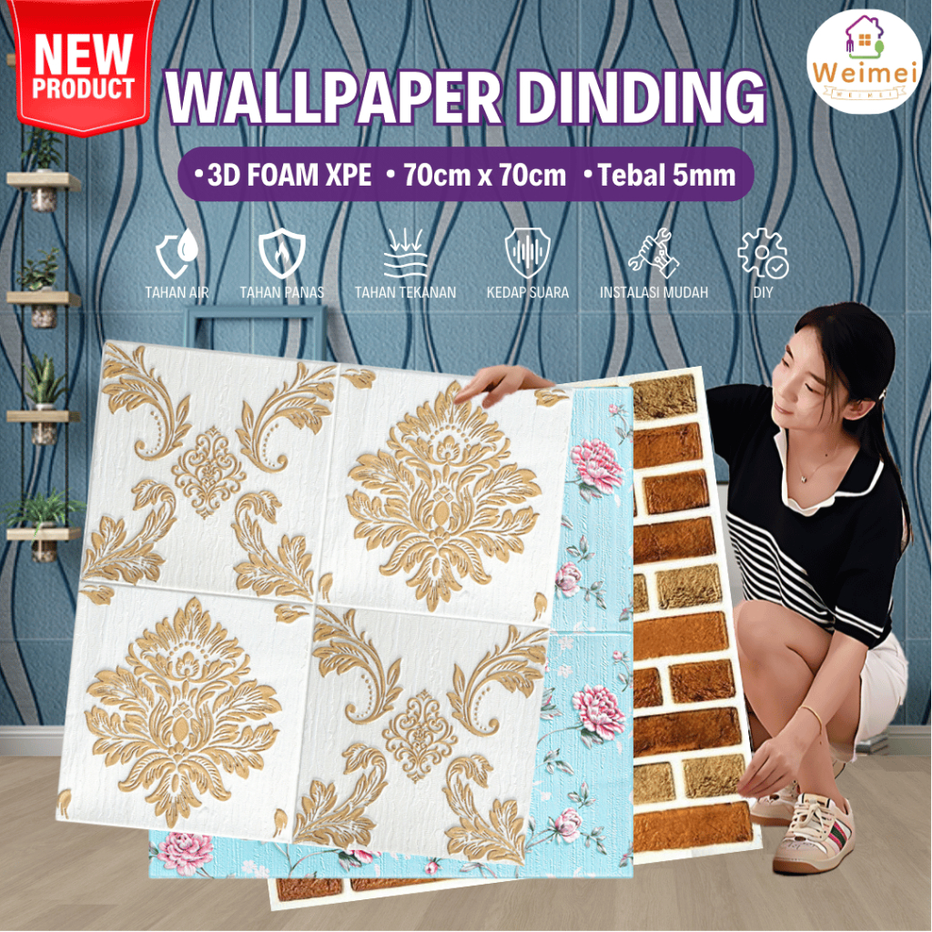 Jual 70CM*70CM Wallpaper Dinding Kamar Tidur 3D Foam Aesthetic Ruang ...
