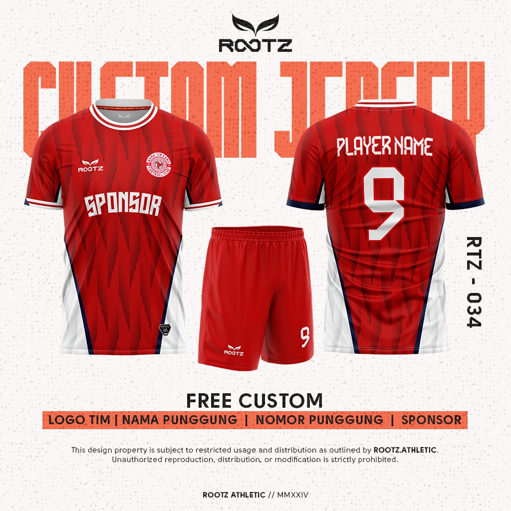 Jual JERSEY CUSTOM SATUAN FULL PRINTING. Rootz.Athletic RTZ - 034, Custom Logo Tim, Sponsor, dan ...
