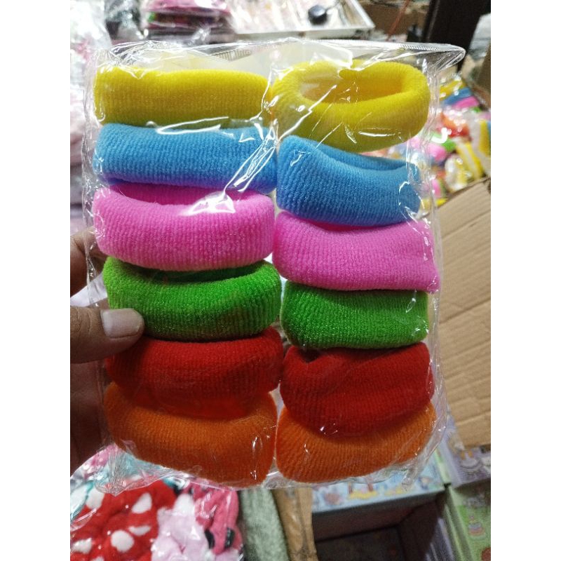 Jual (ISI 12PCS) IKATAN RAMBUT WARNA POLOS/DONAT RAMBUT WARNA POLOS ...