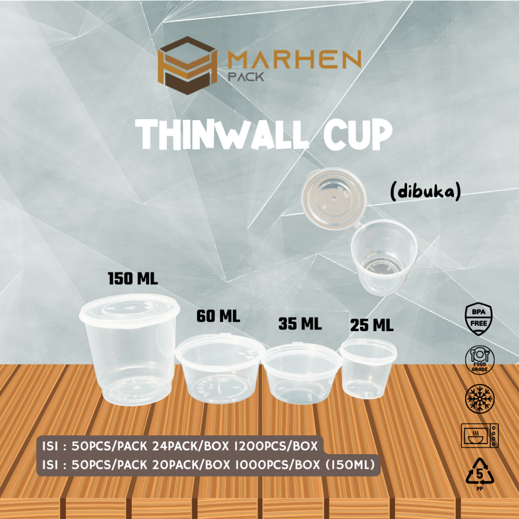 Jual Thinwall Cup / Thinwall Sauce Cup / Tempat Saus Plastik / 25ml 35ml 60ml 100ml 150ml ...