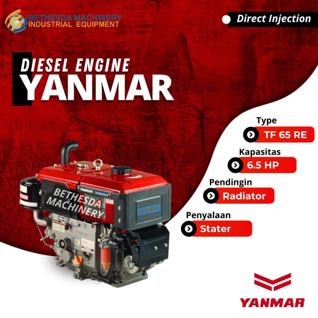 Jual Mesin Diesel Penggerak YANMAR 6.5 HP Radiator Stater TF 65 RE | Shopee Indonesia