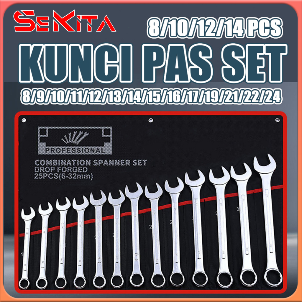 Jual Kunci Ring Pas set/ 8 /10/12 /14 Pcs 8-24mm Kunci Pas/riginal 100 ...