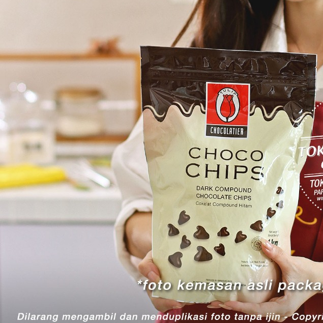 Jual Tulip DARK Chocolate Chip 1kg PACK ASLI Chocochips Cokelat Chips ...
